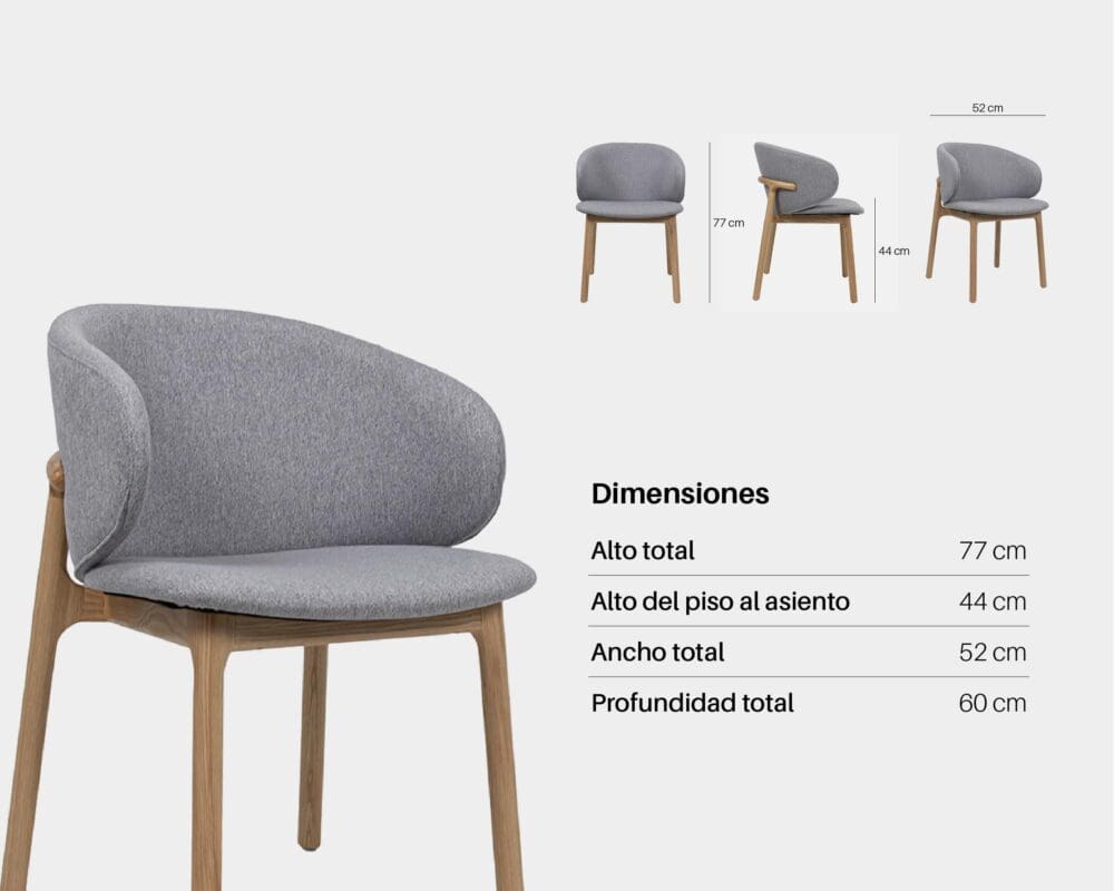 Silla De Comedor De Madera Alley Gris | NIHM Design