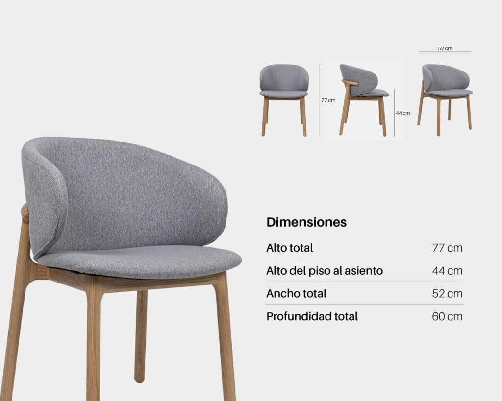 Silla De Comedor De Madera Alley Gris | NIHM Design